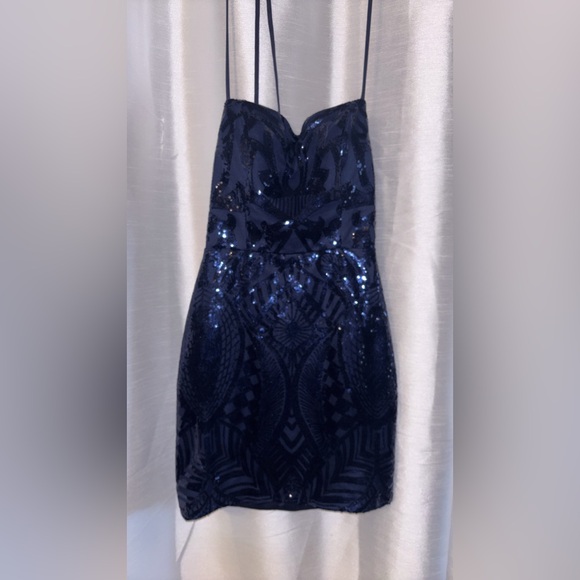 sequin homecoming dress | Dresses | Stunning Navy Backless Sequin Dress ...